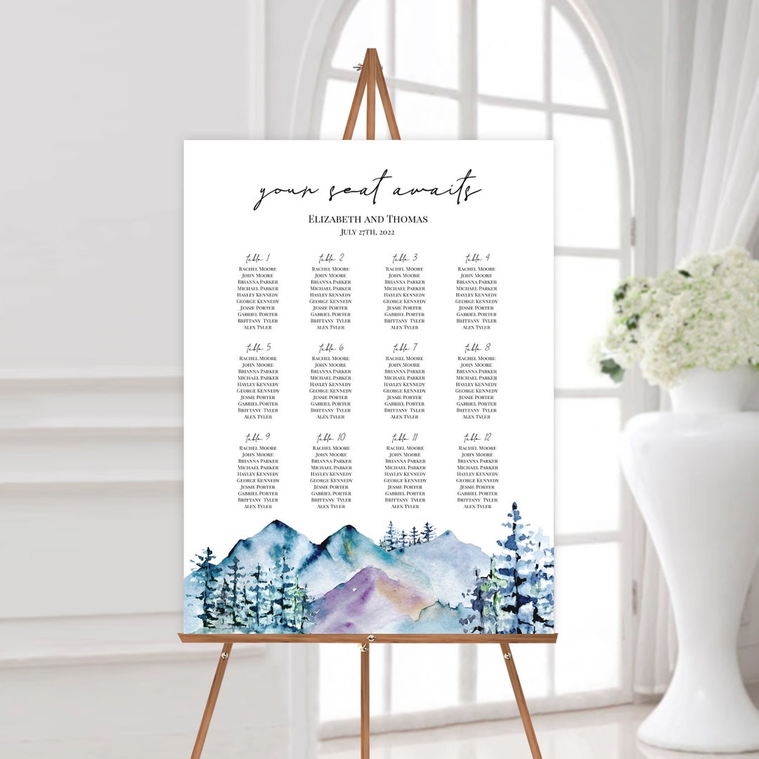 Mountain Wedding Seating Chart Template, 100% Editable, Printable ...