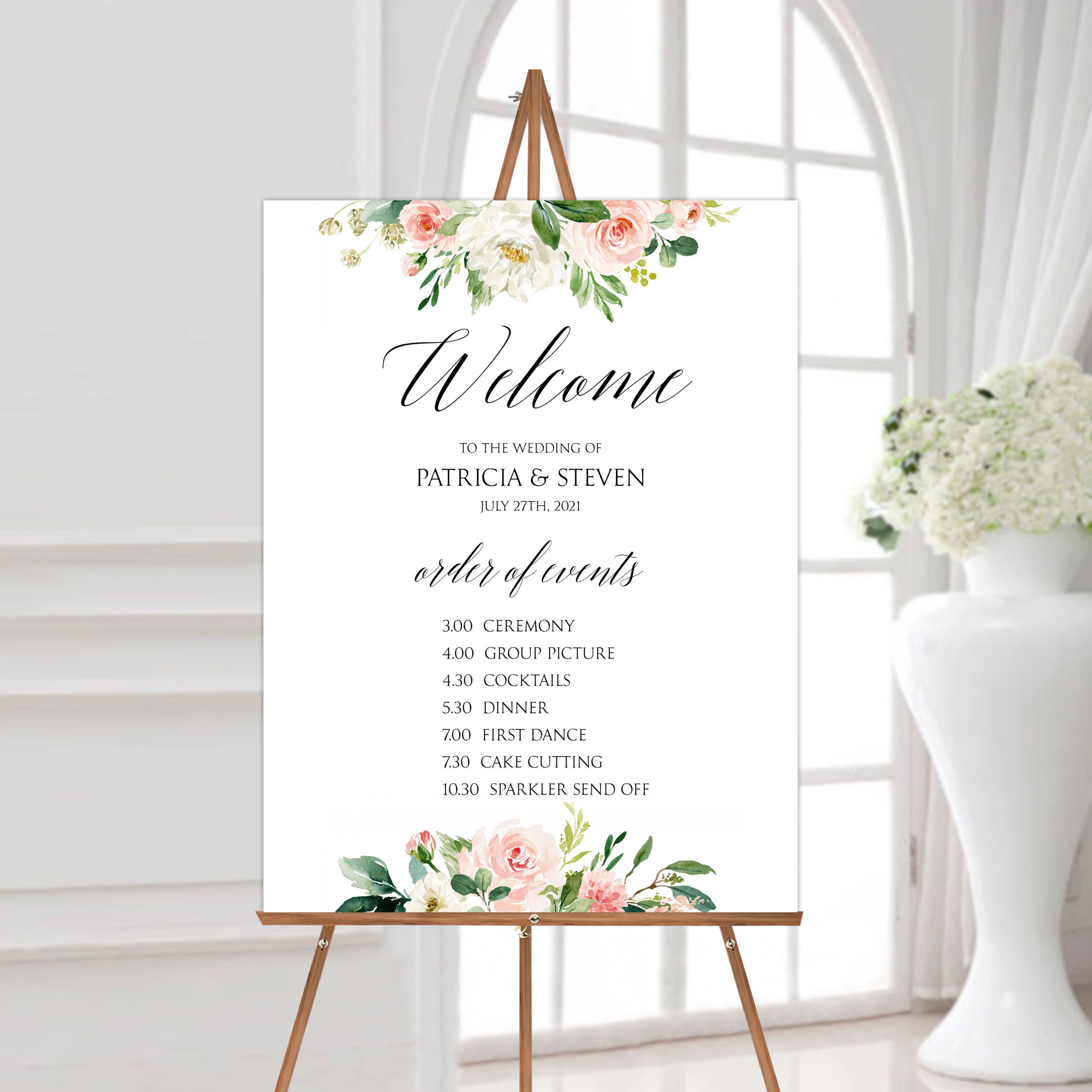 Blush Order of Service Sign Wedding Order Of Events Sign | Etsy