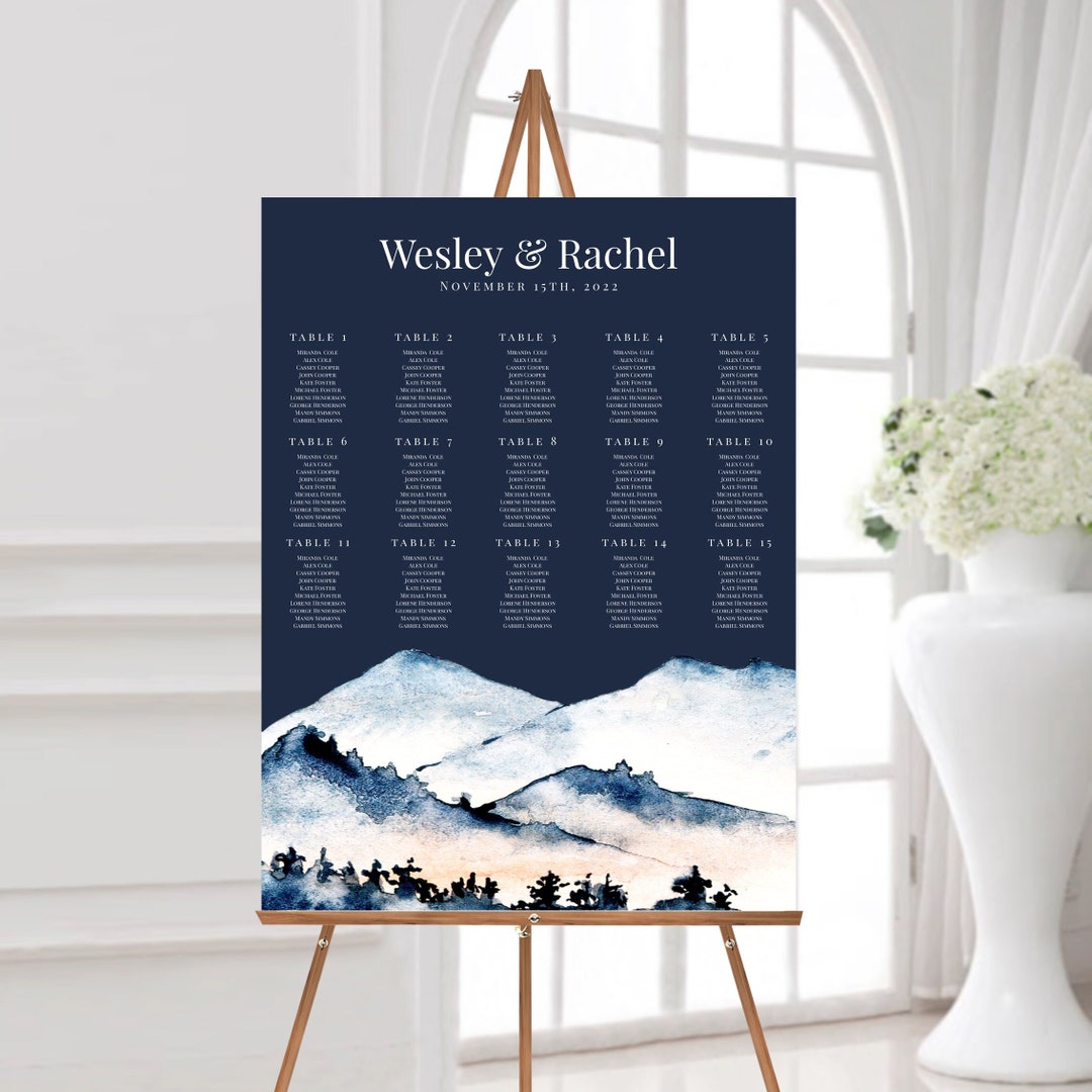 Mountain Wedding Seating Chart Template, 100% Editable, Printable ...