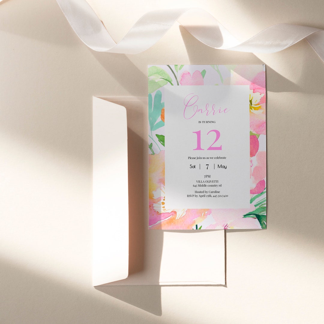 Colorful Birthday Invitation Template, 100% Editable Birthday, Pastel ...