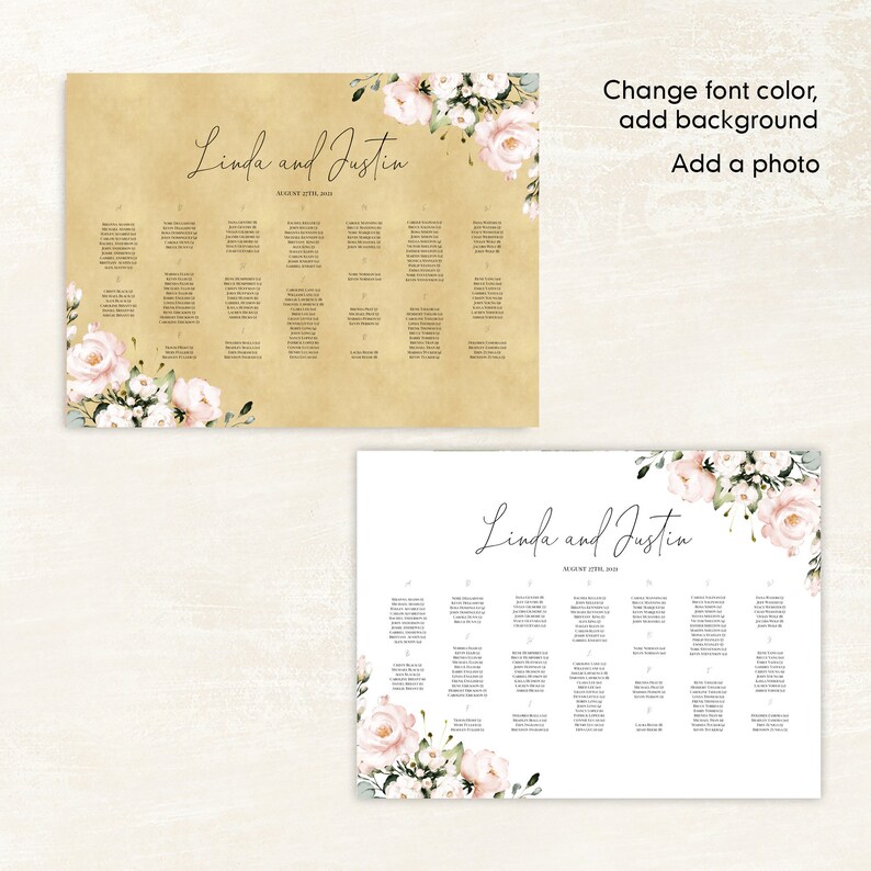 Editable Seating Chart Template Floral Seating Chart Blush | Etsy