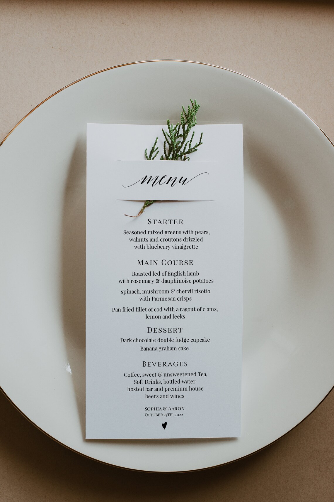 Classic Menu Card Template Simple Menu Modern Wedding Menu | Etsy Canada