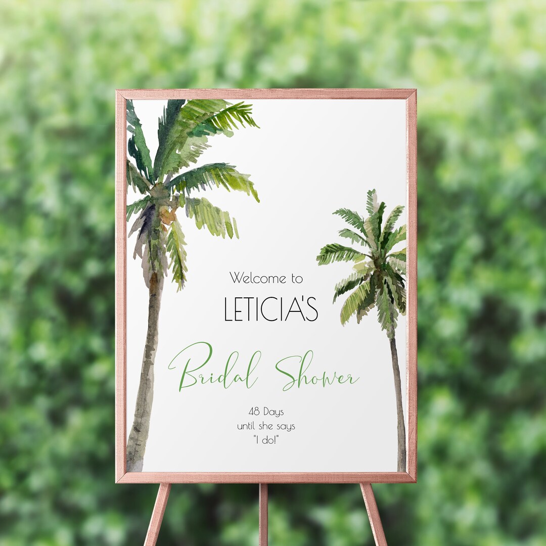 Palm Tree Bridal Shower Welcome Sign Template, 100% Editable, Welcome ...
