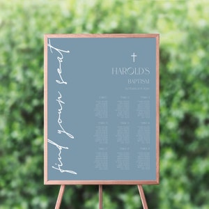 Dusty Blue Minimalist Seating Chart Template, Religious Seating Chart ...
