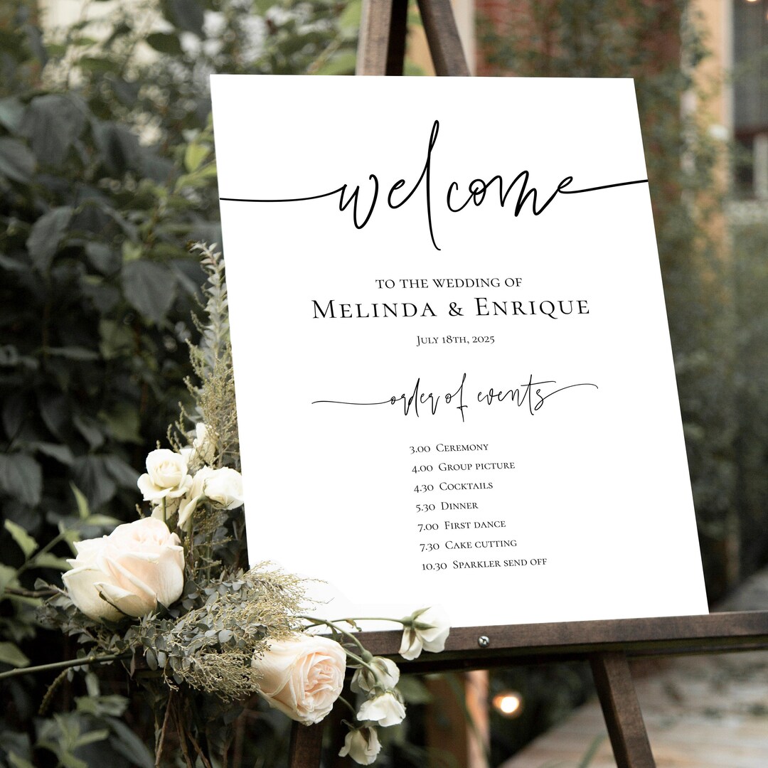 Wedding Order of Events Sign Minimalist Wedding Timeline Sign Modern ...