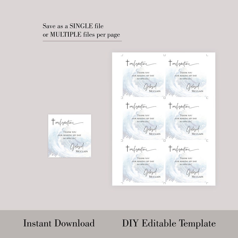 Confirmation Candle Label Template Download Thank You Favor Boy ...