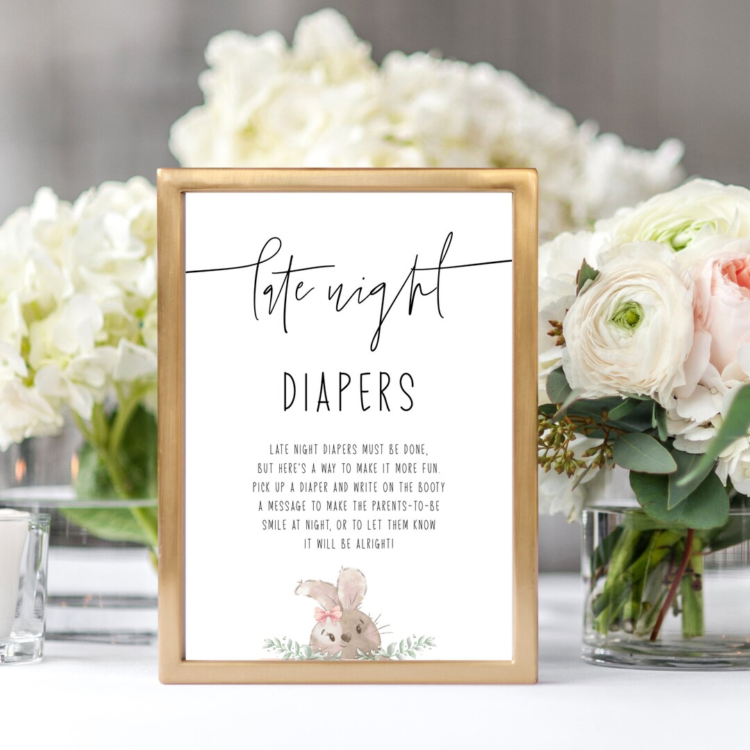 Late Night Diapers Sign Bunny Template Diaper Thoughts Editable Diaper ...