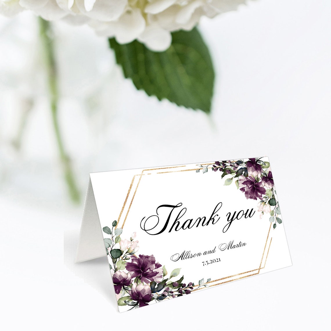 Purple Thank You Card Thank You Card Templett Editable Thank | Etsy