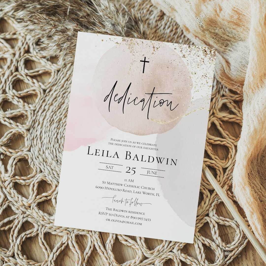 Blush Dedication Invitation Template Download Girl Dedication Invite ...