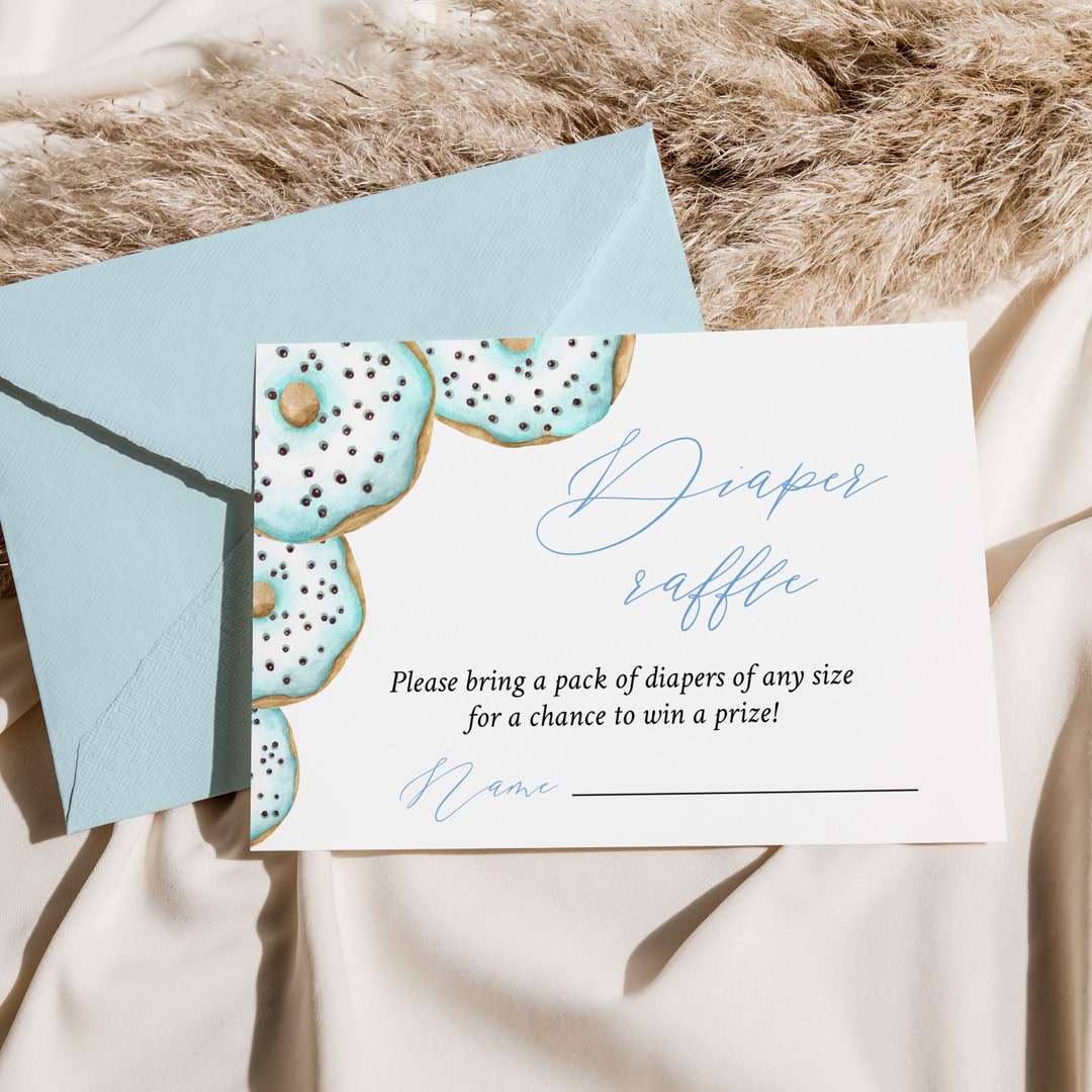Donut Diaper Raffle Ticket Template Boy Baby Shower Diaper Raffle Card ...