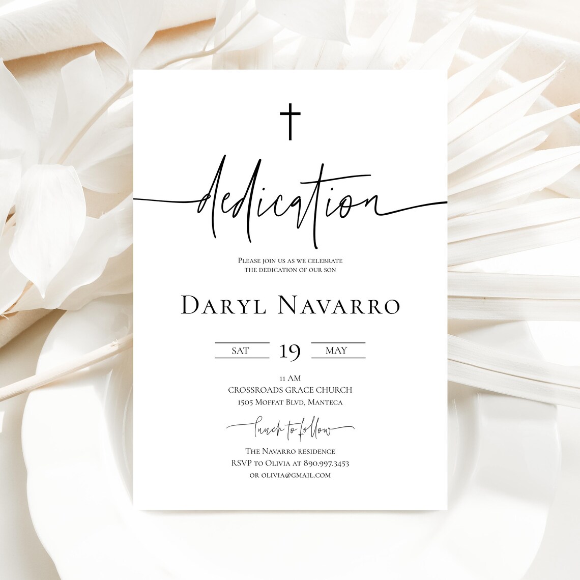Dedication Invitation Template Download Modern Dedication Card Minimal ...
