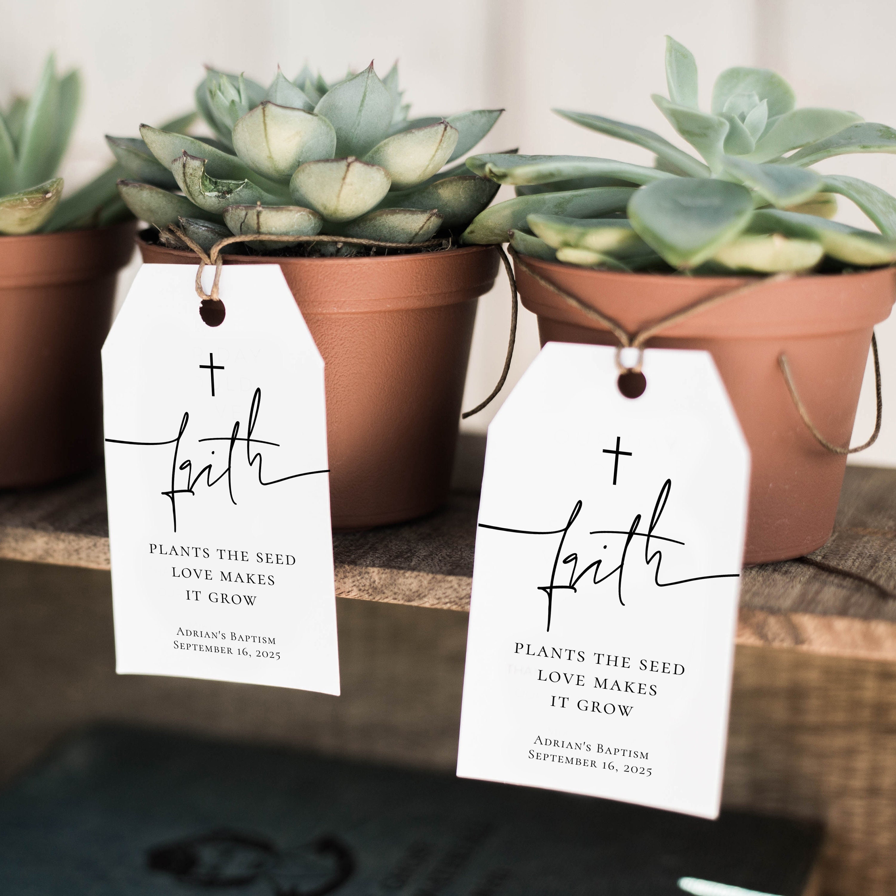 Faith Plants the Seed Love Makes It Grow Favor Tag Minimalist Baptism ...