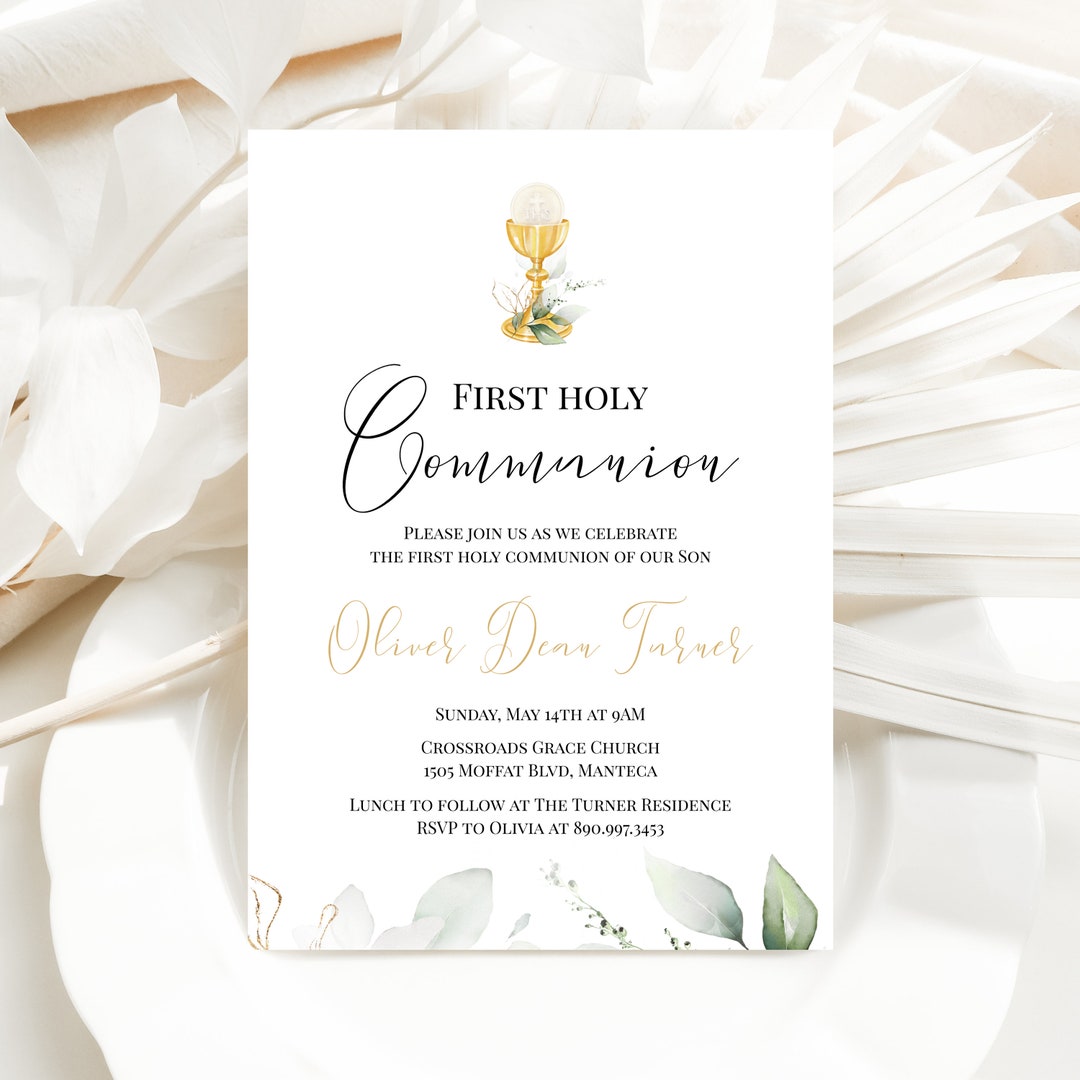 First Holy Communion Invitation Template Download First Holy Communion ...