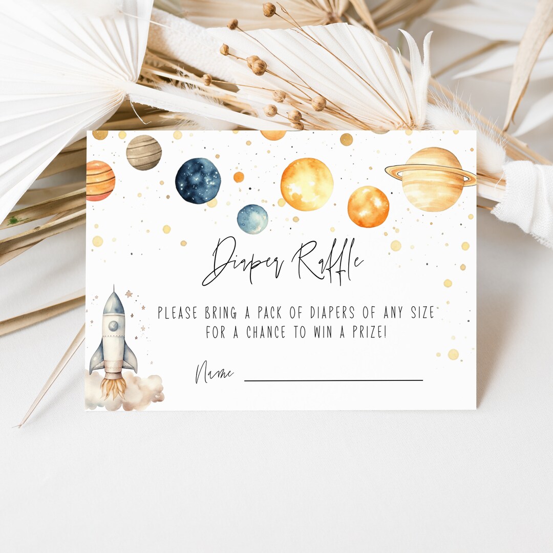 Space Diaper Raffle Ticket Template Boy Baby Shower Diaper Raffle ...