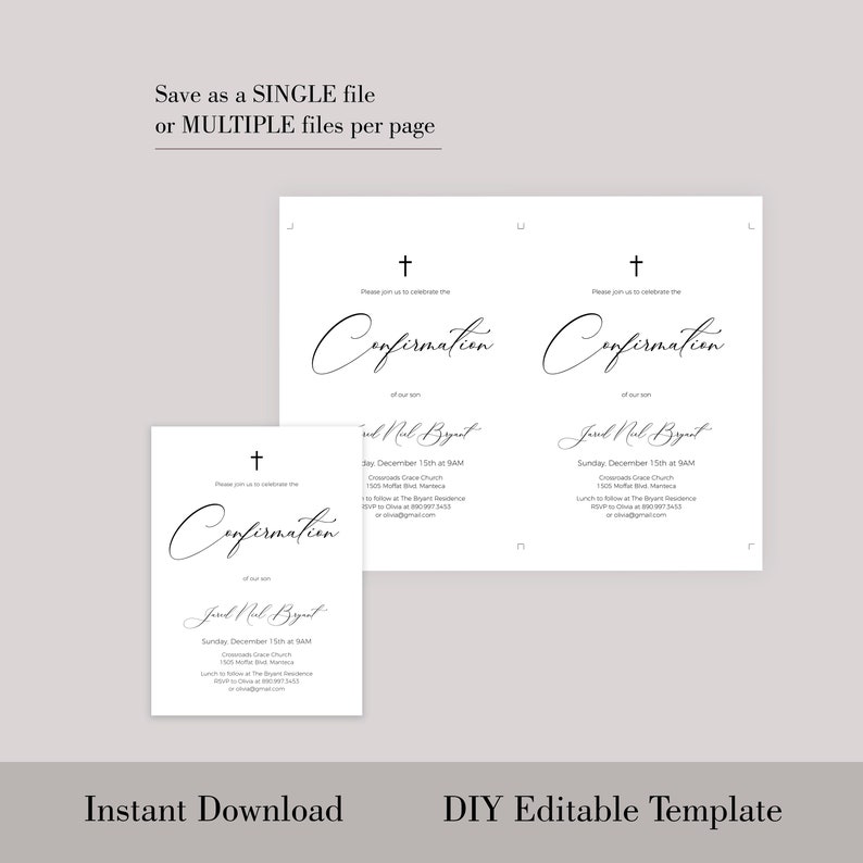 Elegant Confirmation Invitation Classic Confirmation - Etsy