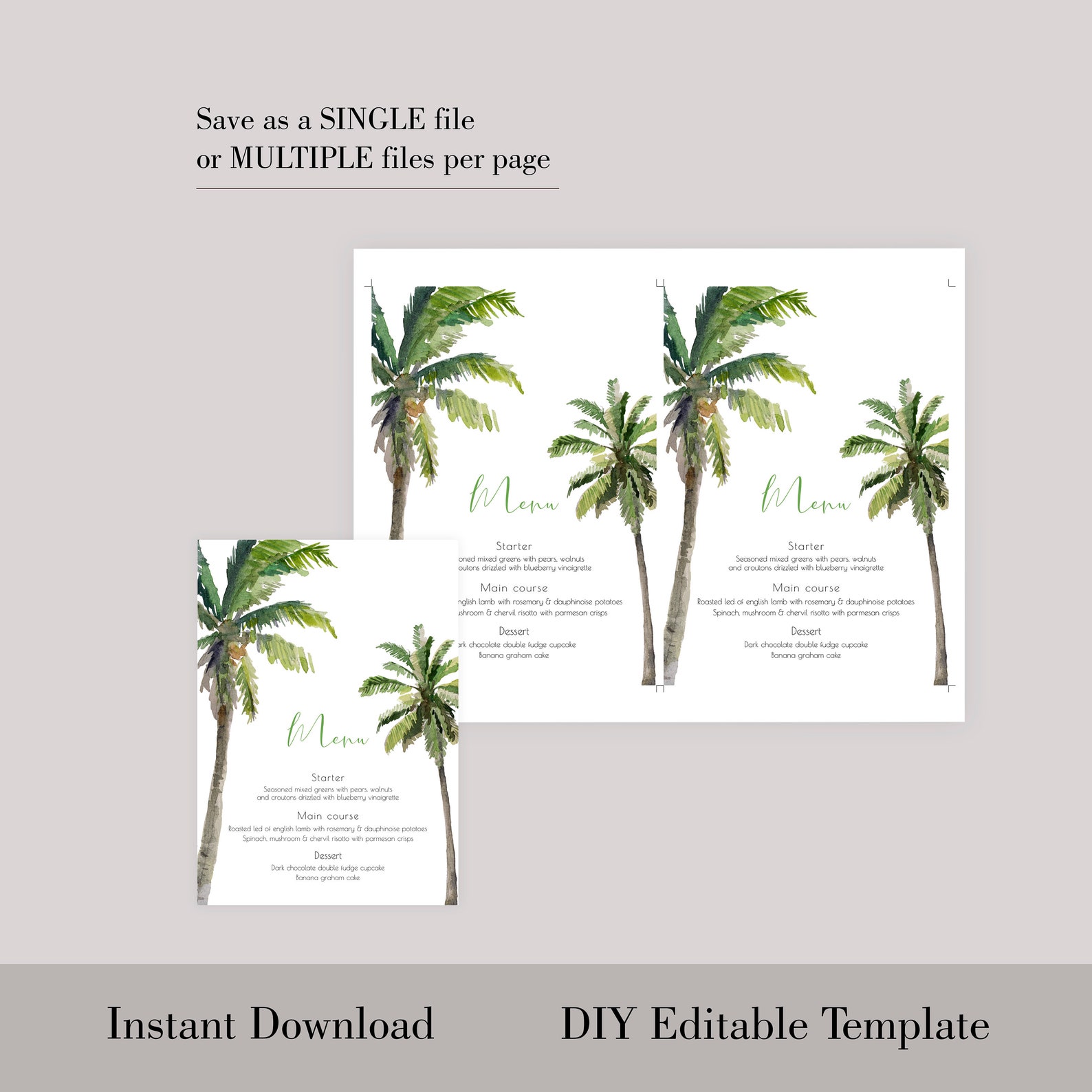 Palm Tree Menu Template Tropical Menu Card Summer Menu 5x7 - Etsy Ireland