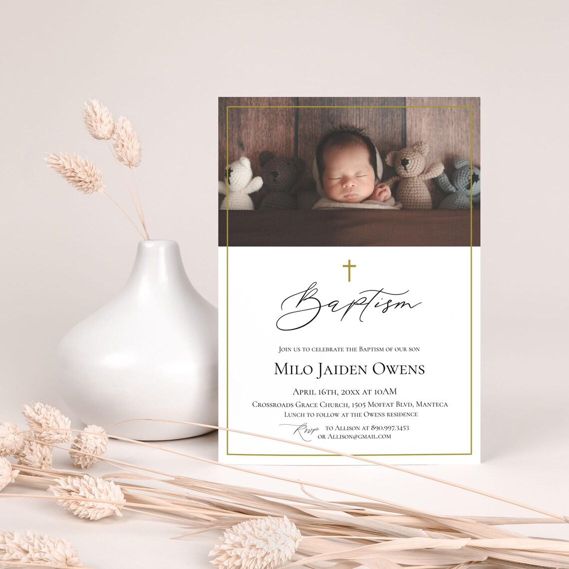 Simple Baptism Invitation Template Photo Baptism Invitation Gender ...
