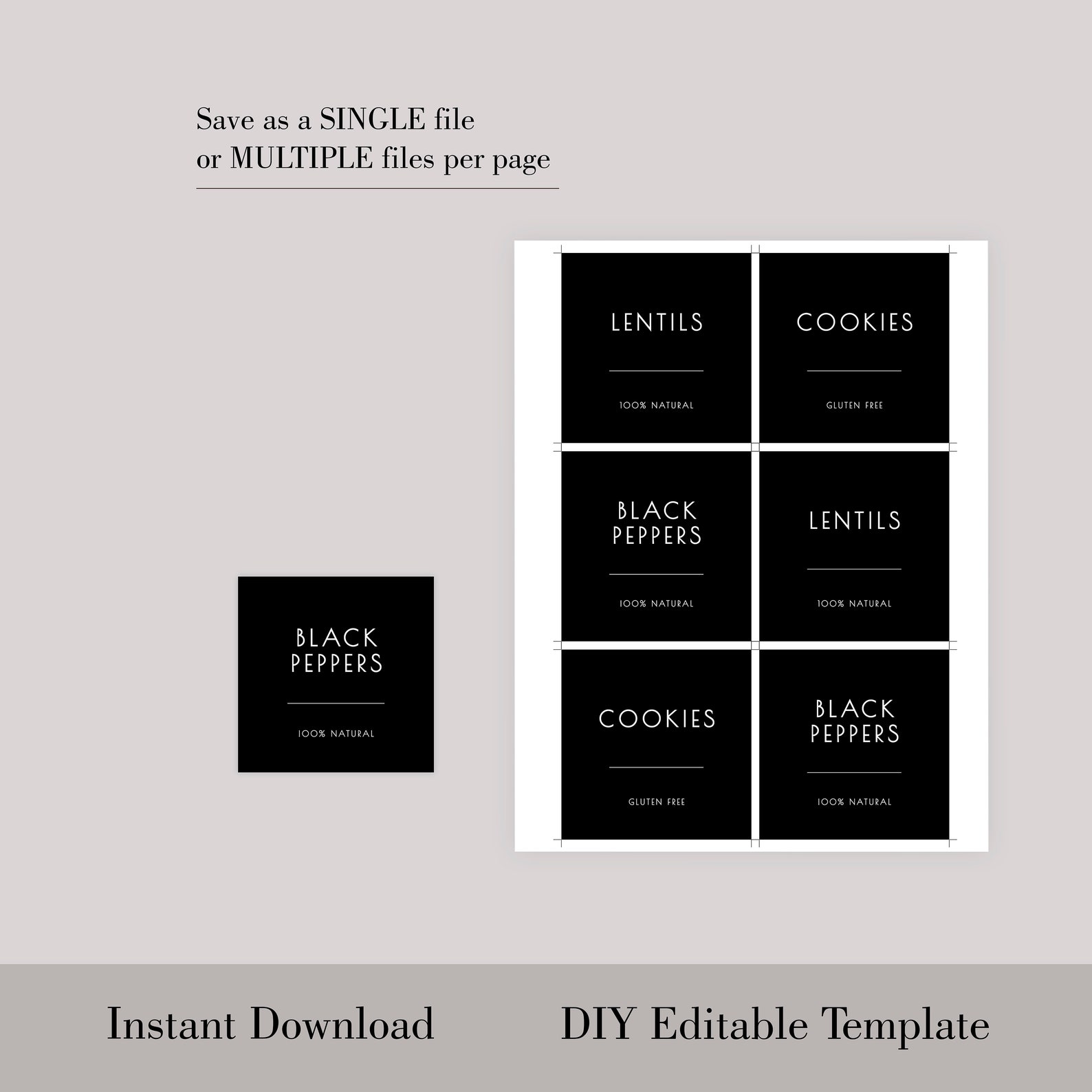 Black Food Label Template Download Modern Food Storage Labels Printable ...