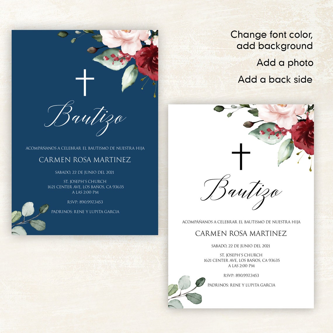 Invitacion De Bautizo Bautizo Invitation Invitaciones - Etsy