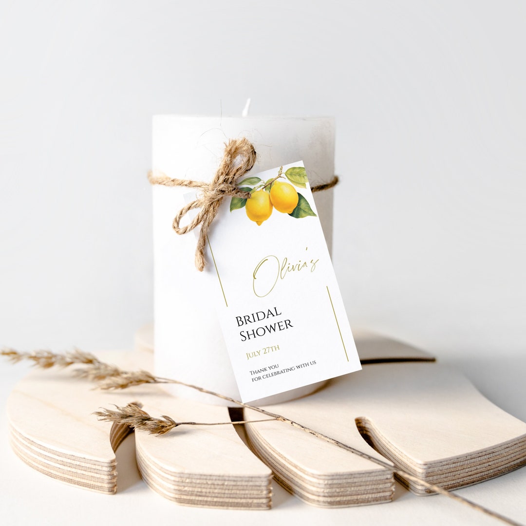 Lemon Bridal Shower Tag Citrus Thank You Tag Template Mediterranean ...