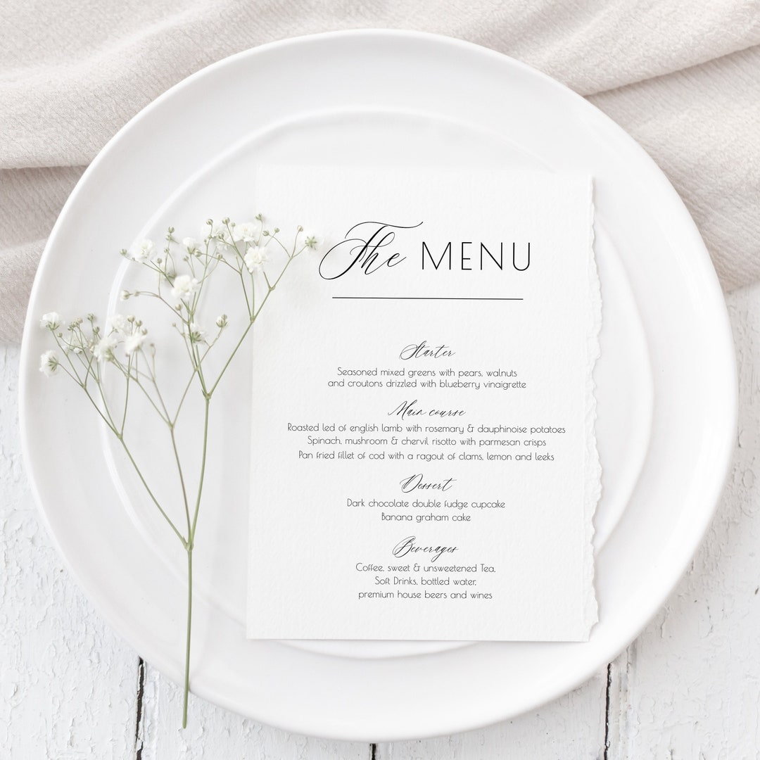 Simple Menu Card Template, Minimal Menu Card, 100% Editable, Dinner ...