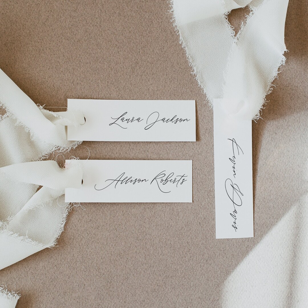 Stylish Name Tag Template Minimal Name Tag Slim Wedding Place Card Slim ...