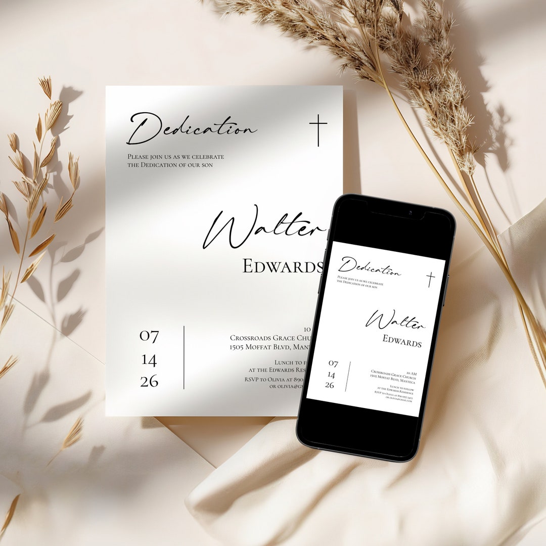 Dedication Invitation Template Modern Gender Neutral Dedication ...
