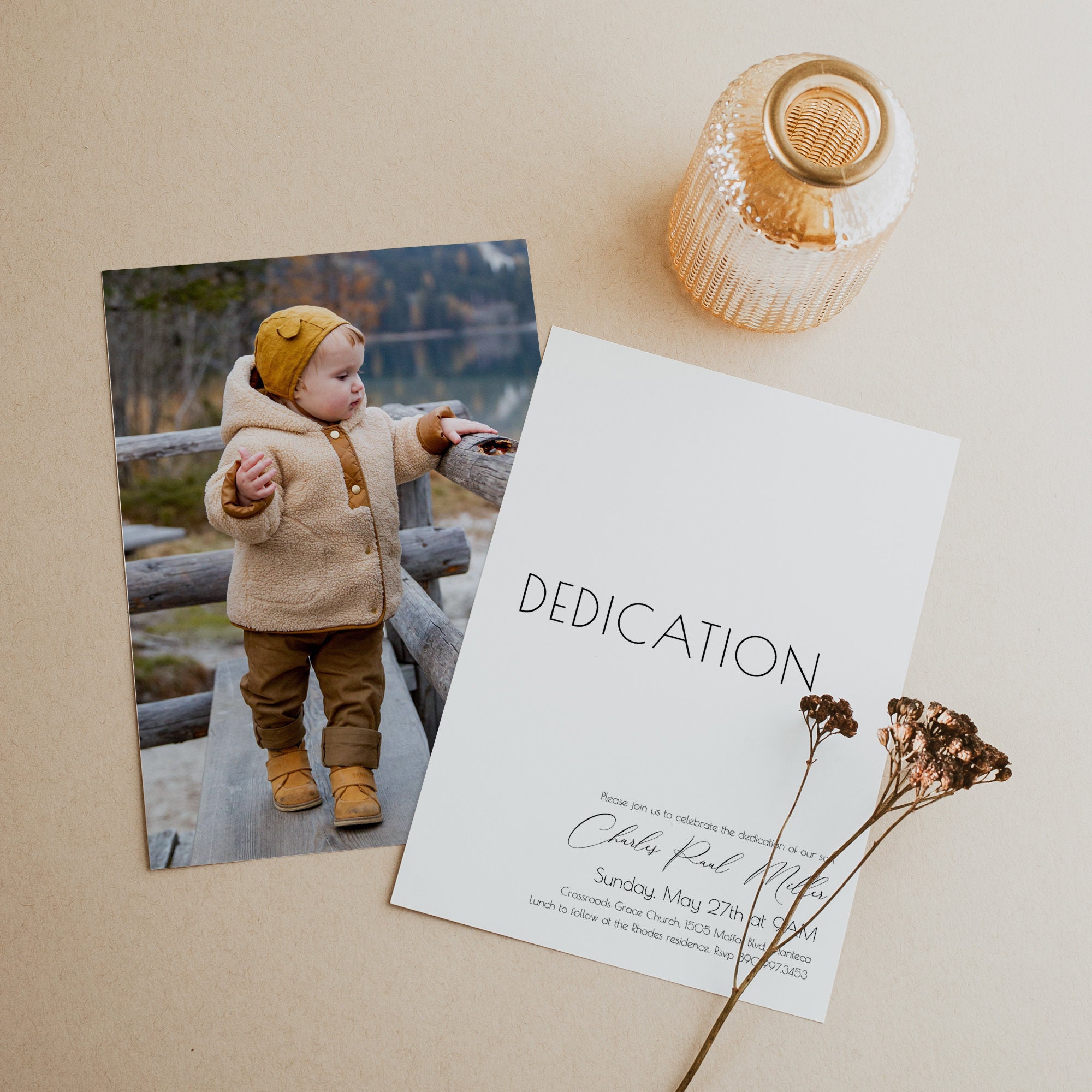 Simple Modern Dedication Invitation Template Minimalist | Etsy