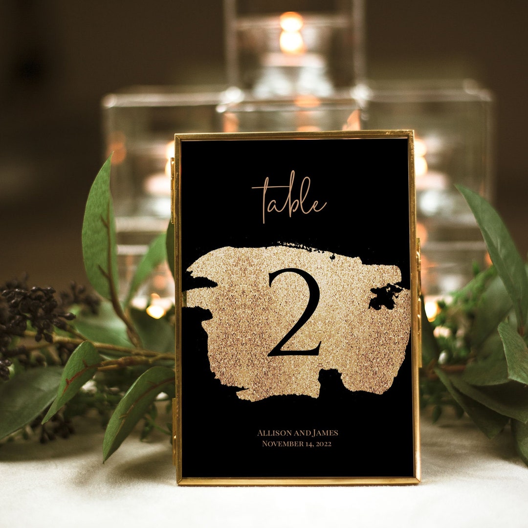 Black and Gold Table Numbers Template, Modern Table Numbers, 100% ...