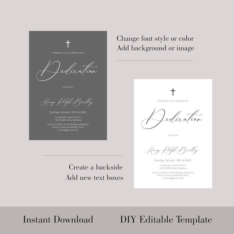 Elegant Dedication Invitation Dedication Template Simple | Etsy