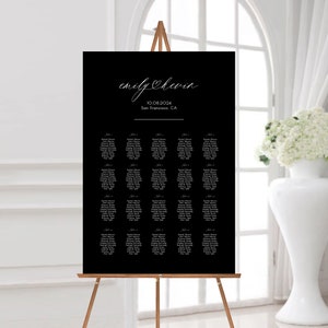 Modern Black Wedding Seating Chart Template, 100% Editable, Printable ...