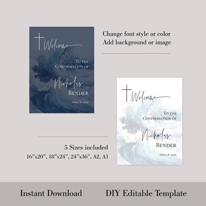Blue Confirmation Welcome Sign Template Religious Welcome Sign Editable ...
