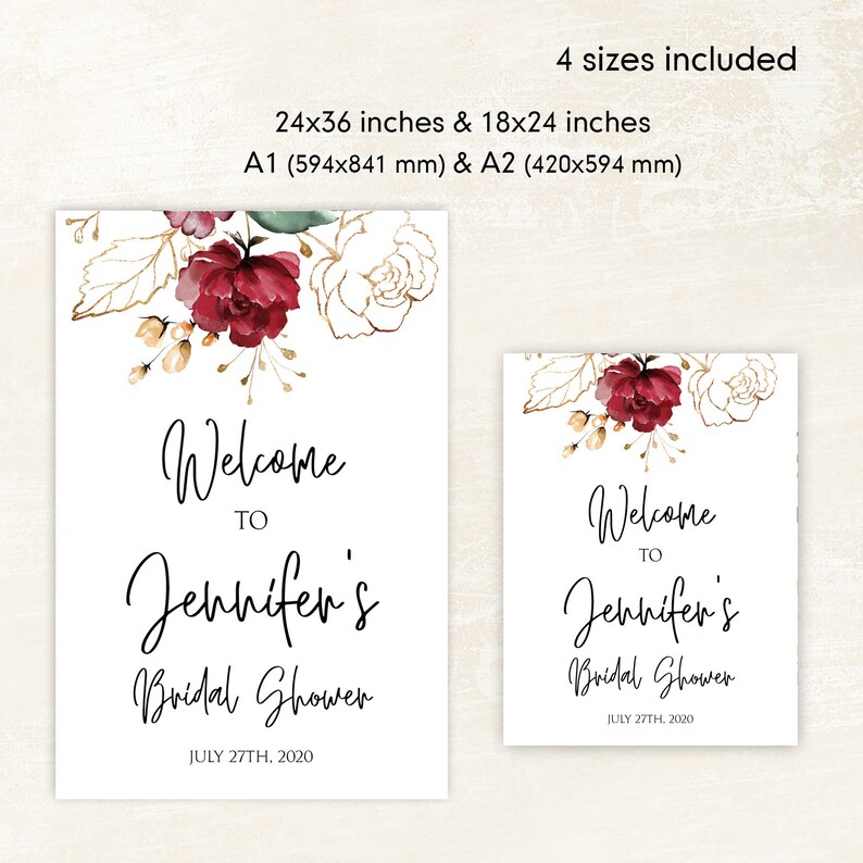 Burgundy Welcome Sign 100% Editable Welcome Sign Editable - Etsy