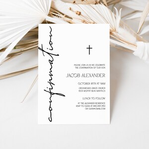 Modern Confirmation Invitation Template Boy Confirmation Gender Neutral ...
