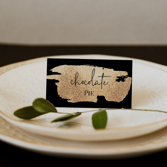 Black and Gold Buffet Food Card Template Templett Buffet - Etsy