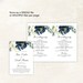 Fan Program Template, Navy Fan Program, Wedding Fan Program, Floral ...