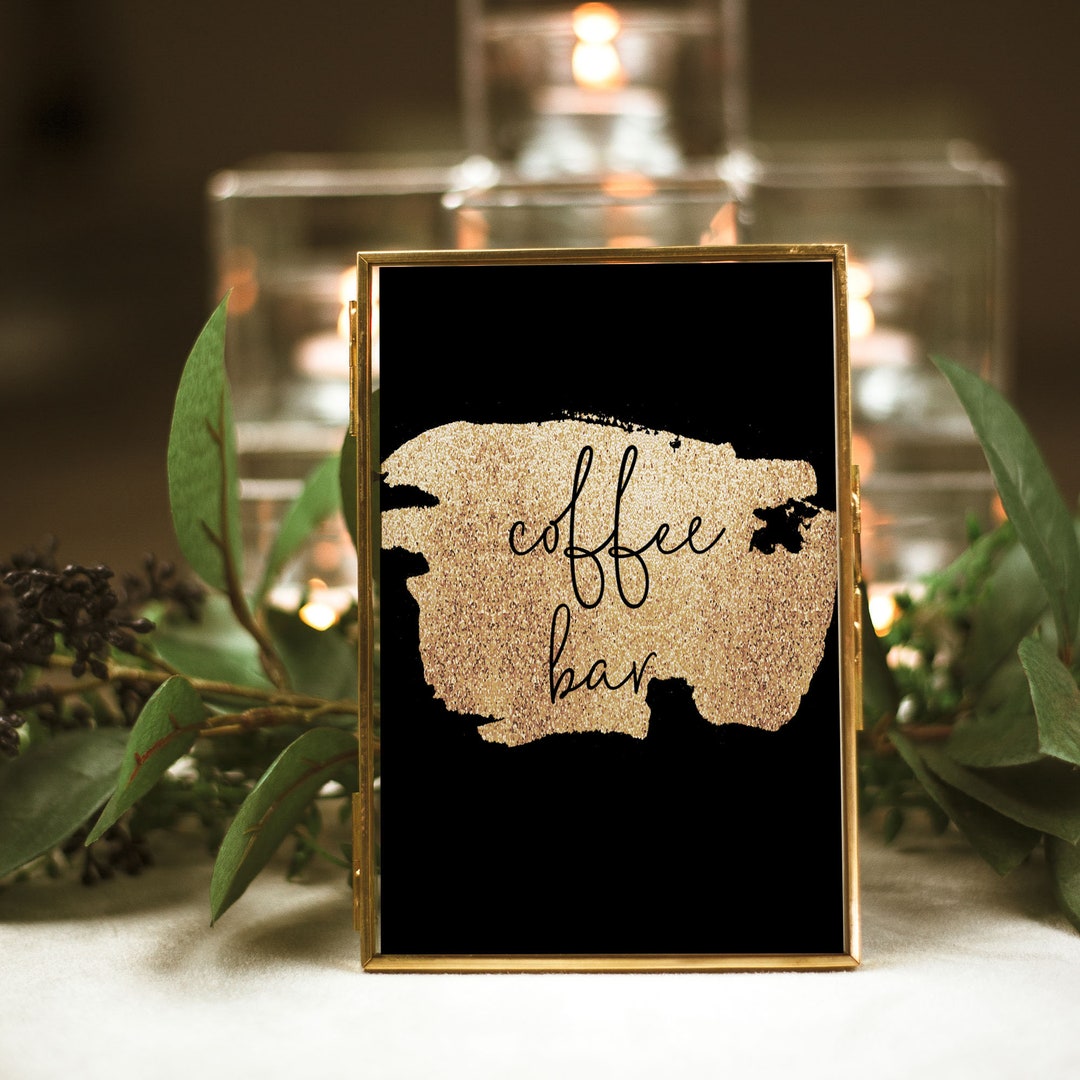 Black and Gold Coffee Bar Sign, Coffee Bar Sign, Coffee Bar Printable ...