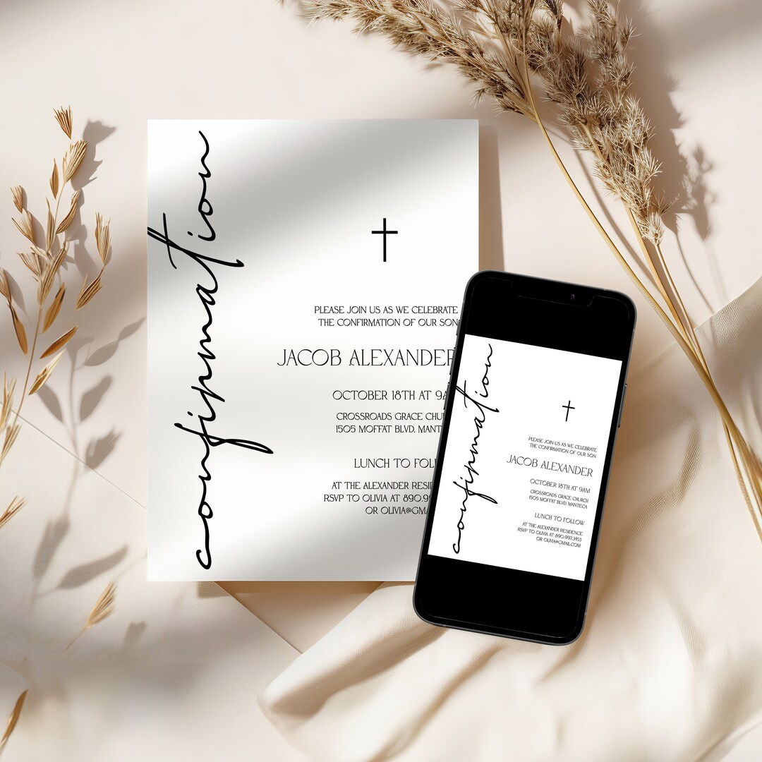 Modern Confirmation Invitation Boy Confirmation Gender Neutral Simple ...