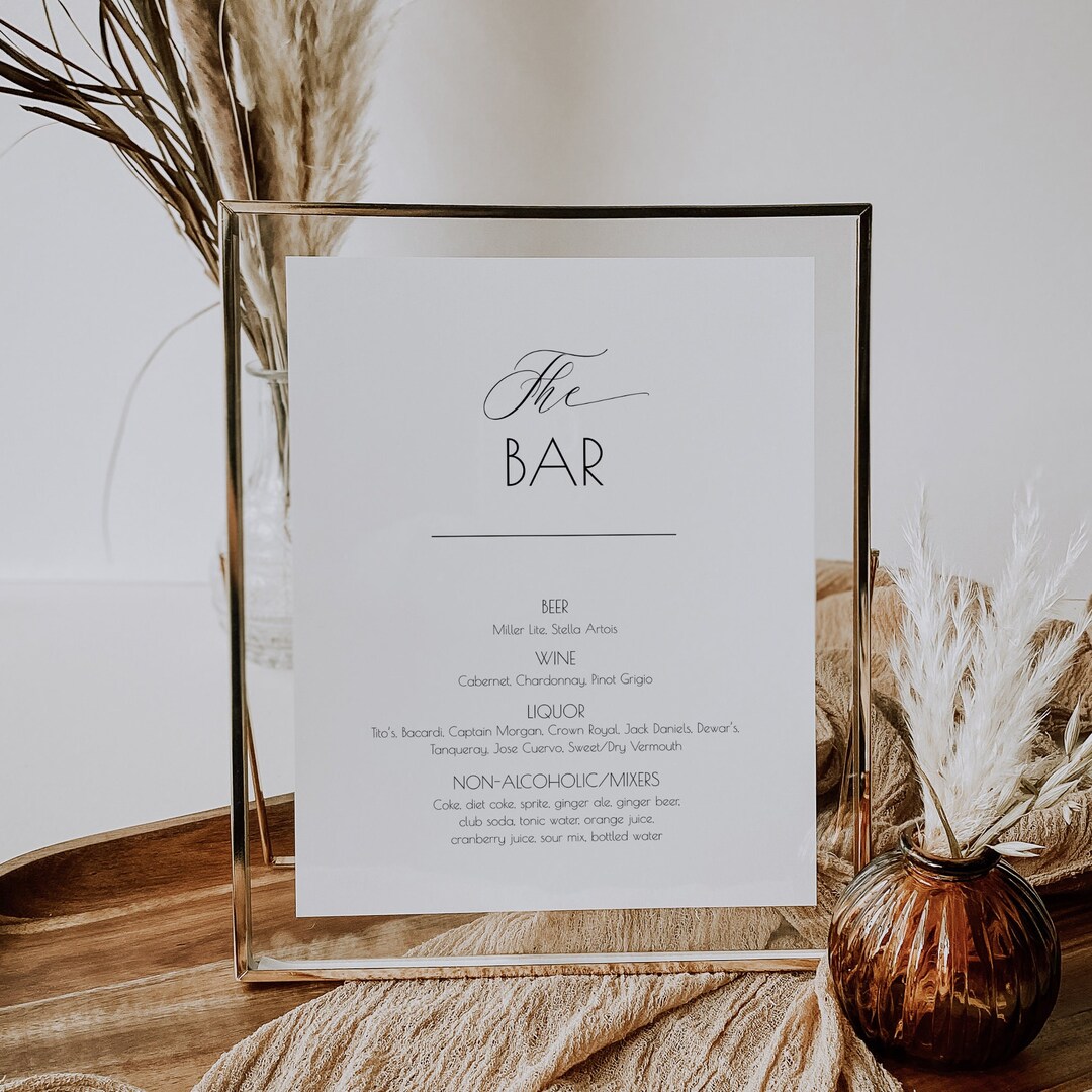 Simple Bar Menu Template, Open Bar Menu, 8x10 Bar Menu Sign, 100% ...