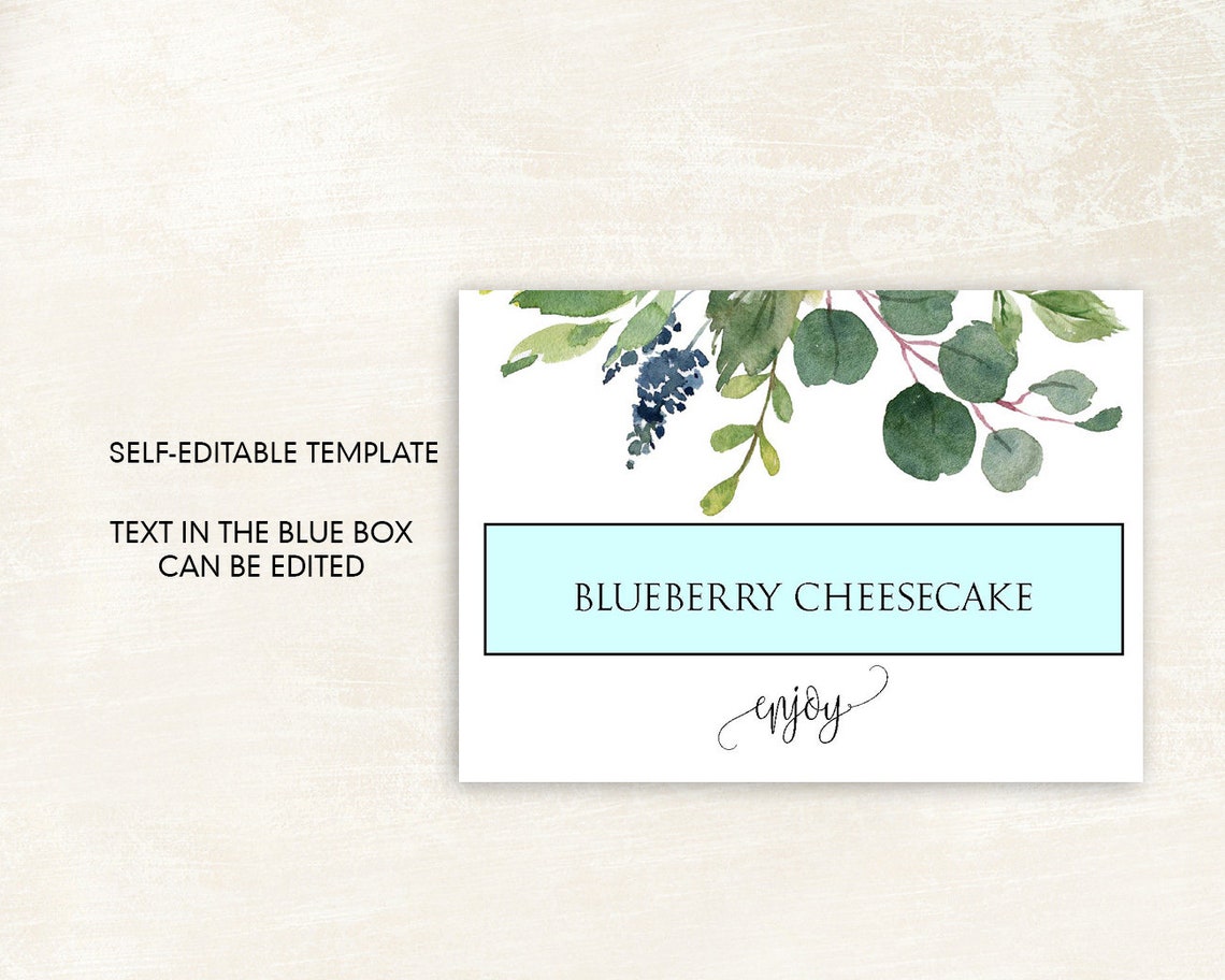 Buffet Food Sign Food Card Template Buffet Cards Food | Etsy