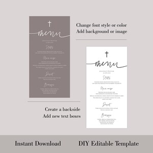 Menu Card Baptism Template Download Simple Religious Menu Card Editable ...