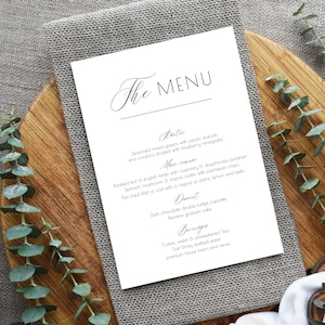 Simple Menu Card Template, Minimal Menu Card, 100% Editable, Dinner ...