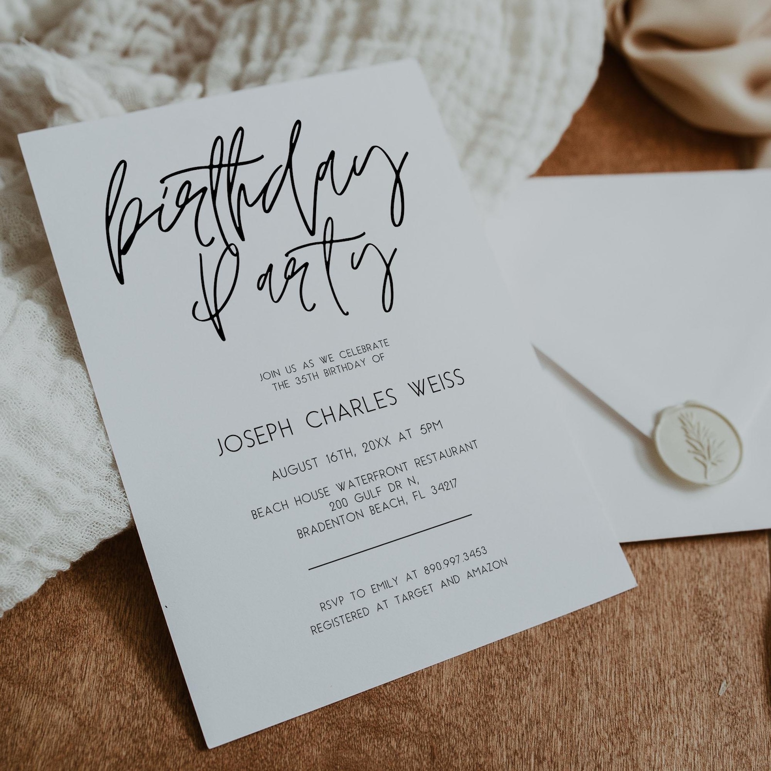 Moden Birthday Invitation Template Minimalist Birthday Invite Minimal ...