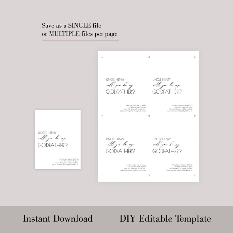 Simple Modern Asking Godfather Template Minimal Godparents | Etsy