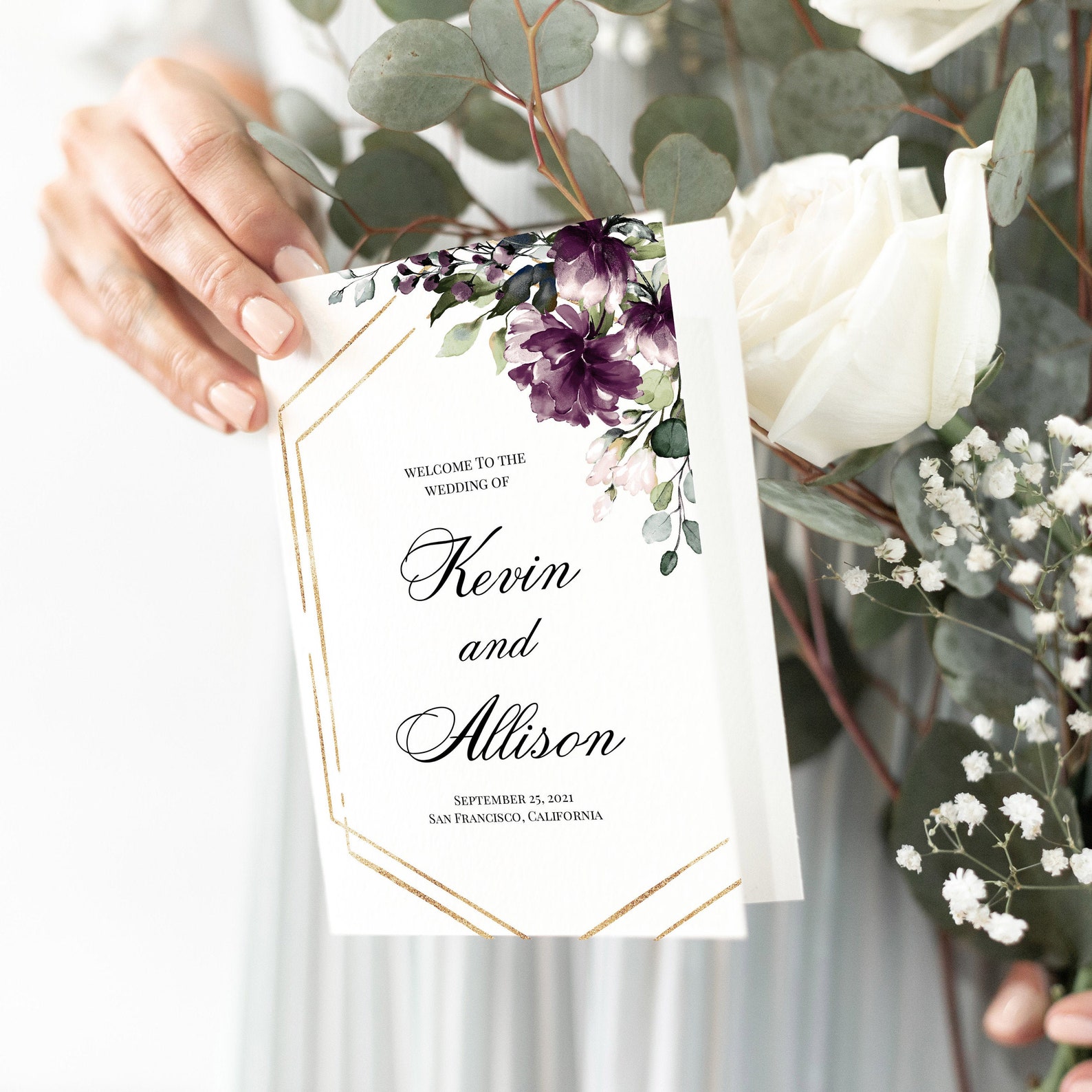 Purple Wedding Program Template Folded Booklet Purple - Etsy