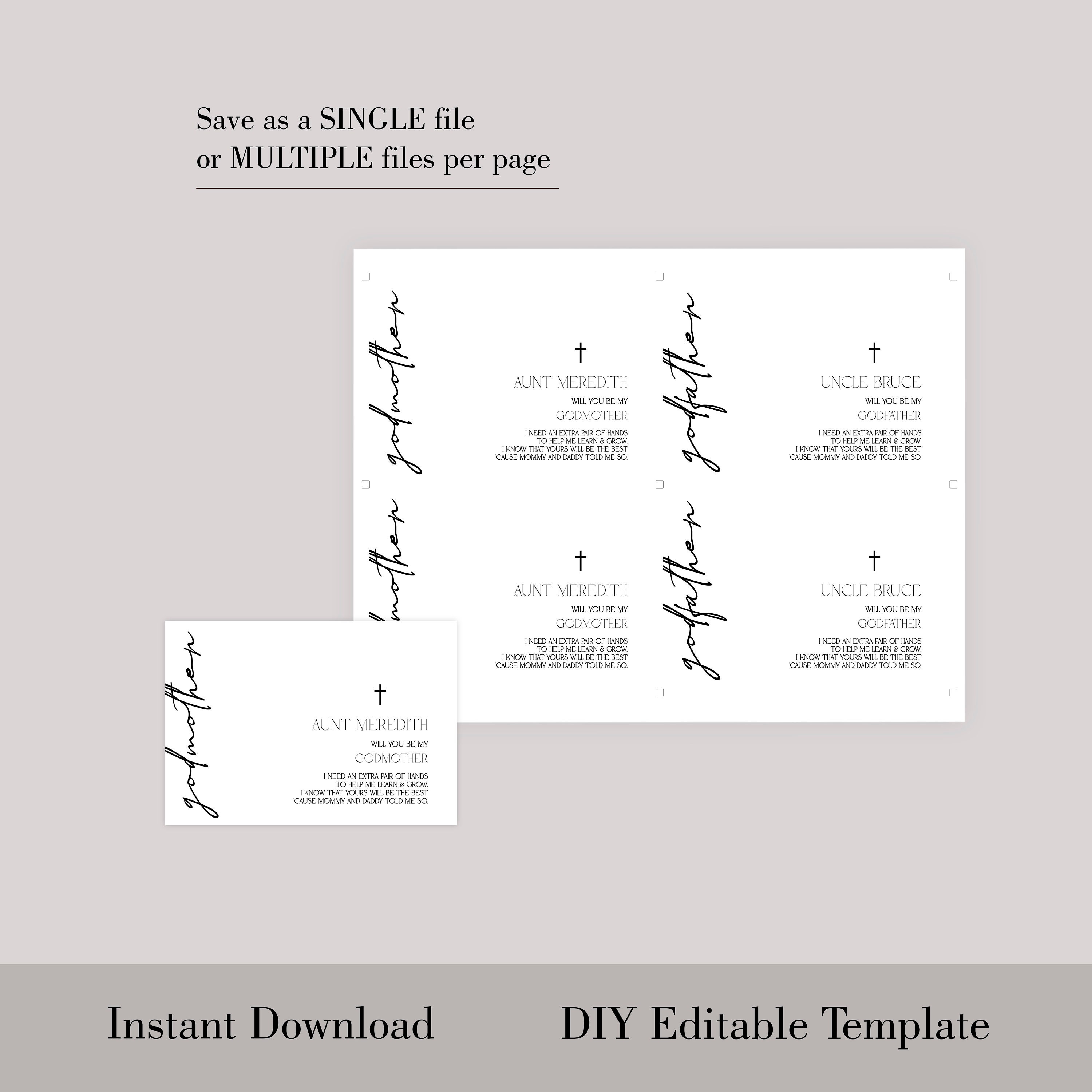 Minimalist Asking Godparents Template, Modern Godmother Proposal ...