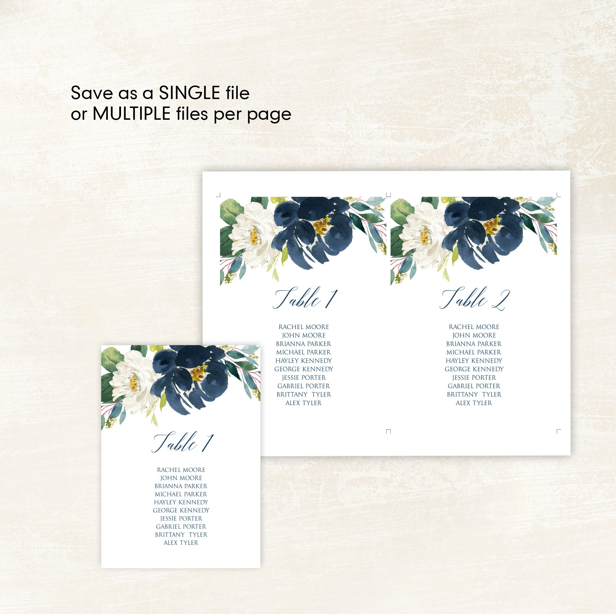 Editable Seating Table Cards Navy Table Cards Template Navy - Etsy