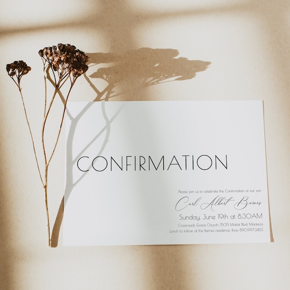 Simple Modern Confirmation Invitation Template Classic | Etsy