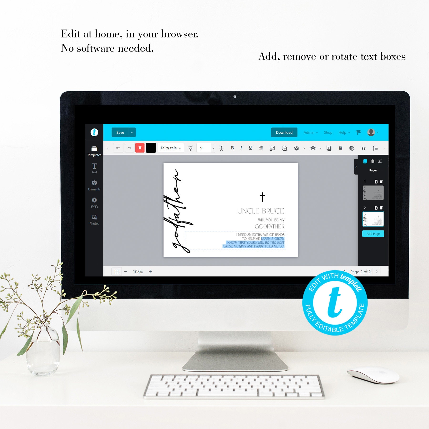 Minimalist Asking Godparents Template, Modern Godmother Proposal ...