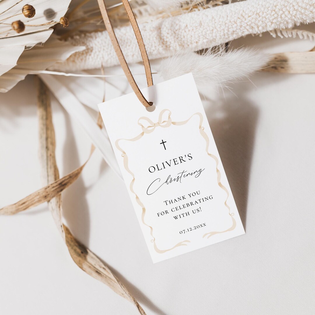 Bow Christening Favor Tag Template Download Religious Favor Tag With ...